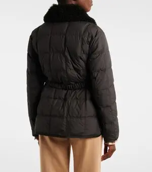 Moncler Cygnes Quilted Down Jacket With Detachable Collar And Belt