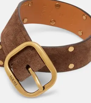 Loewe Studded Suede Belt - Brown