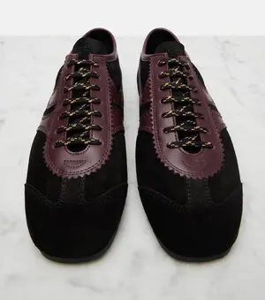 Dries Van Noten Suede And Leather Lace-up Sneakers - Black