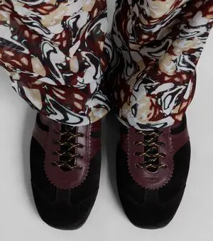 Dries Van Noten Suede And Leather Lace-up Sneakers - Black