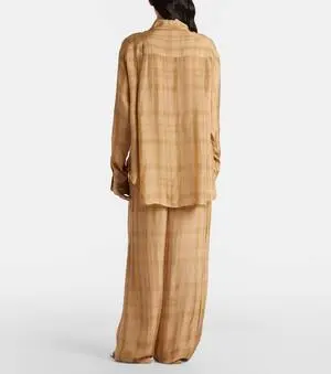 THE FRANKIE SHOP Baxter Checked Twill Wide-leg Trousers