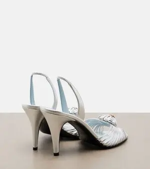 Valentino Garavani Cour Royal Metallic Leather Slingback Sandals - Silver