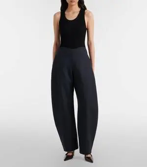 Alaïa Wool Crepe Barrel-leg Pants - Grey