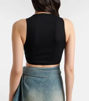Alaïa Ribbed-knit Jersey Crop Top - Black