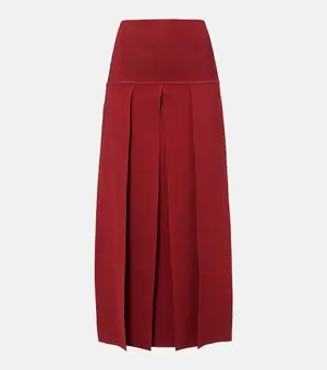 Alaïa Pleated Midi Skirt In Rouge Pompei - Red