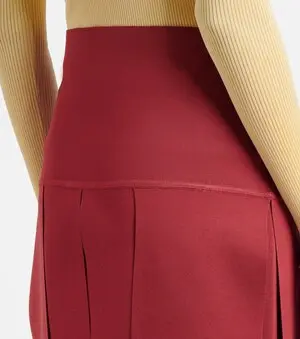 Alaïa Pleated Midi Skirt In Rouge Pompei - Red