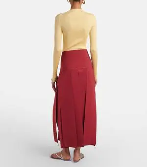 Alaïa Pleated Midi Skirt In Rouge Pompei - Red