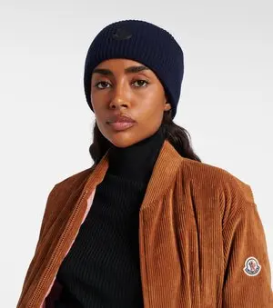 Moncler Wool And Cashmere Beanie - Blue