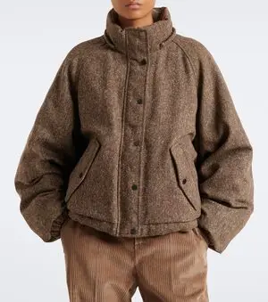 Brunello Cucinelli Hooded Wool-blend Down Jacket - Brown