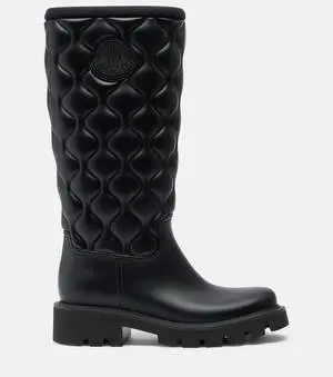 Moncler Quilted Knee High Boots - Black