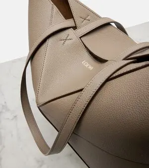 Loewe Puzzle Fold Medium Leather Tote Bag - Grey