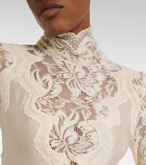 Rabanne Lace And Satin Maxi Dress - Beige