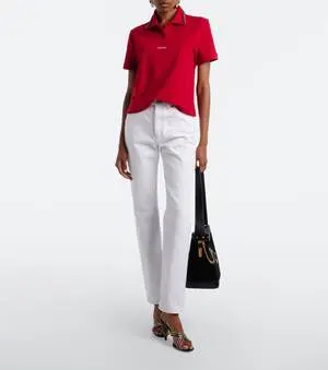 Versace Greca Cotton Pique Polo Shirt - Red