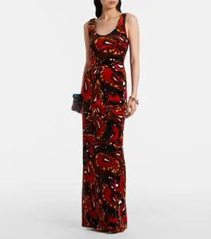 Dries Van Noten Printed Cotton-blend Velvet Maxi Dress