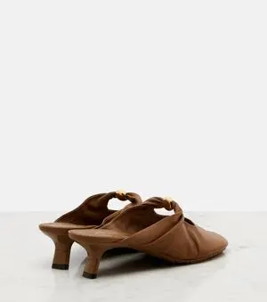 Loewe Pebble 45 Leather Mules - Brown