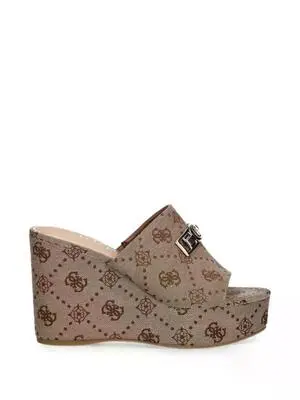Guess Evenza Logo Pattern Wedge Sandals