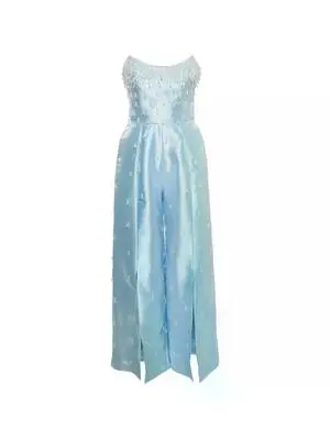 FARAH AL MESBAH X Laila Embellished Strapless Jumpsuit - Blue