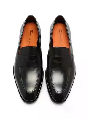 Santoni Leather Loafers - Black