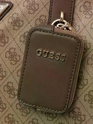 Guess Monogram Logo Plaque Tote Bag - Neutrals