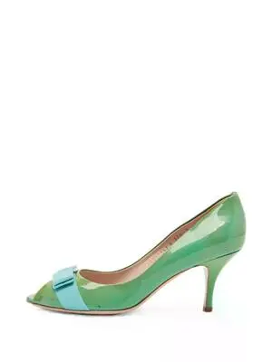 FERRAGAMO Vara Bow Peep Toe Pumps