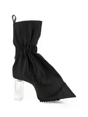 Rick Owens Leather Gathered Ankle Boots