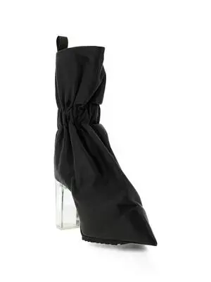 Rick Owens Leather Gathered Ankle Boots