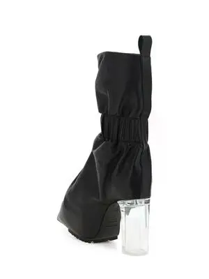 Rick Owens Leather Gathered Ankle Boots