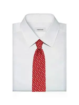FERRAGAMO Silk Tie With Dog Print