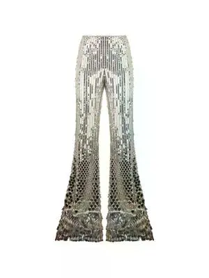 Alberta Ferretti Sequin-embellished Flared Trousers - Silver