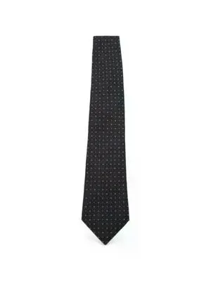 Canali Geometric-pattern Silk Tie - Brown