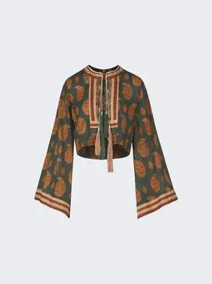 Johanna Ortiz Sun Whisper Top Green And Rose - Multi