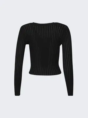 Alexander Wang V-neck Long Sleeve Pointelle Zip Cardigan