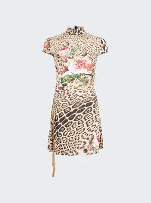 Roberto Cavalli Jaguar Roses Print Mini Dress