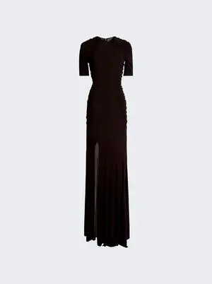 Victoria Beckham Short Sleeve Gathered Gown