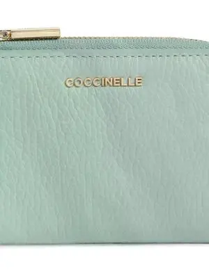 COCCINELLE Metallic Soft Logo-plaque Pebbled-leather Wallet