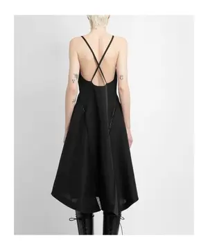 Sacai V-neck Sleeveless Midi Dress