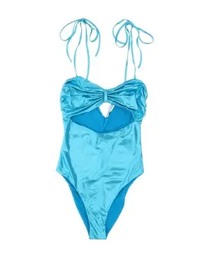 Amen Ruched Laminated-jersey Swimsuit