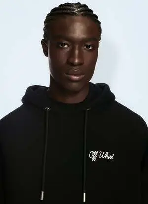 Off-White Logo Motif Hooded Sweatshirt - Black