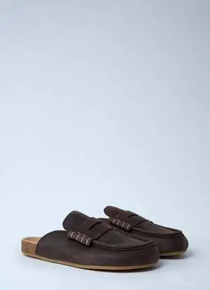 JW Anderson Leather Loafers With Stitch Embellishment - Brown