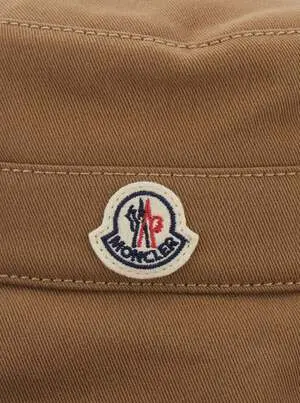 Moncler Cotton Bucket Hat With Drawstring And Logo Patch