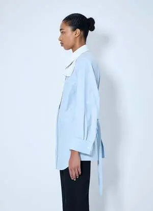 Bottega Veneta Asymmetrical Collar Long-sleeve Shirt - Blue