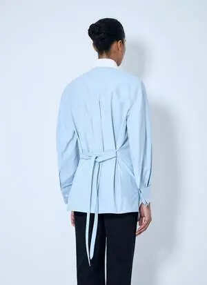 Bottega Veneta Asymmetrical Collar Long-sleeve Shirt - Blue