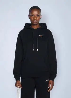 Off-White Floral Arrow Logo Hooded Sweatshirt - Black