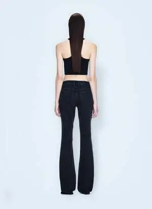 Off-White Ribbed Halterneck Cropped Top - Black