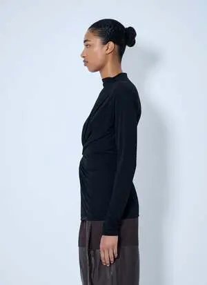 Bottega Veneta Long Sleeve Twist Detail Top - Black