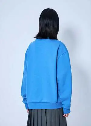 Miu Miu Logo Motif Cotton Blend Sweatshirt - Blue