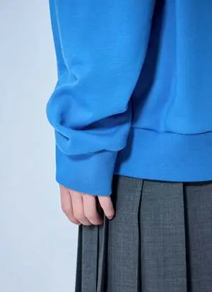 Miu Miu Logo Motif Cotton Blend Sweatshirt - Blue