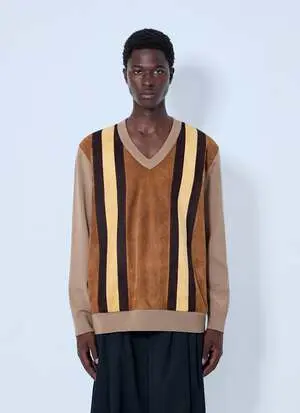 Miu Miu V-neck Sweater With Contrast Stripes - Multicolor