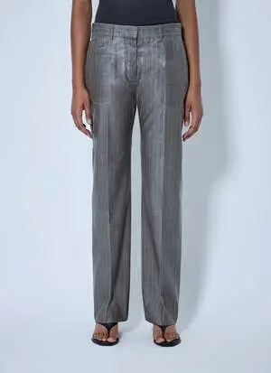 Acne Studios Coated Pinstripe Tailored Trousers - Gray