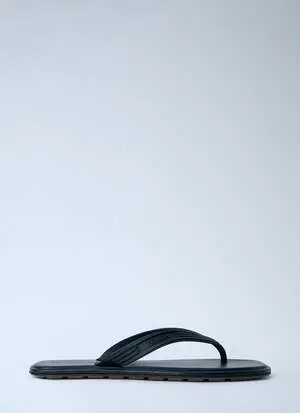 Bottega Veneta Matt Rubber Nappa Sandals - Black